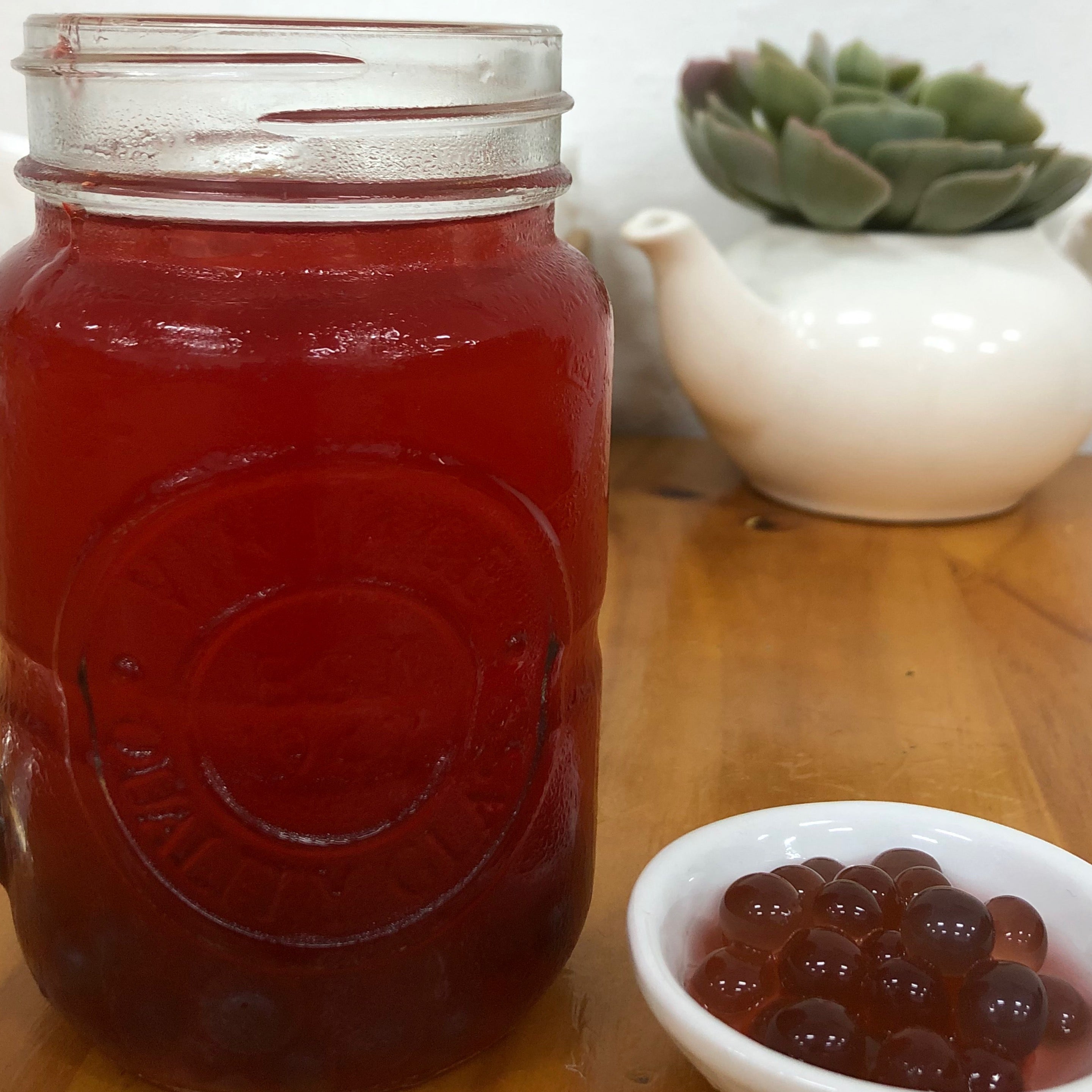 Bubble Tea with Blueberry-passion Infused iced green tea and Raspberry ...