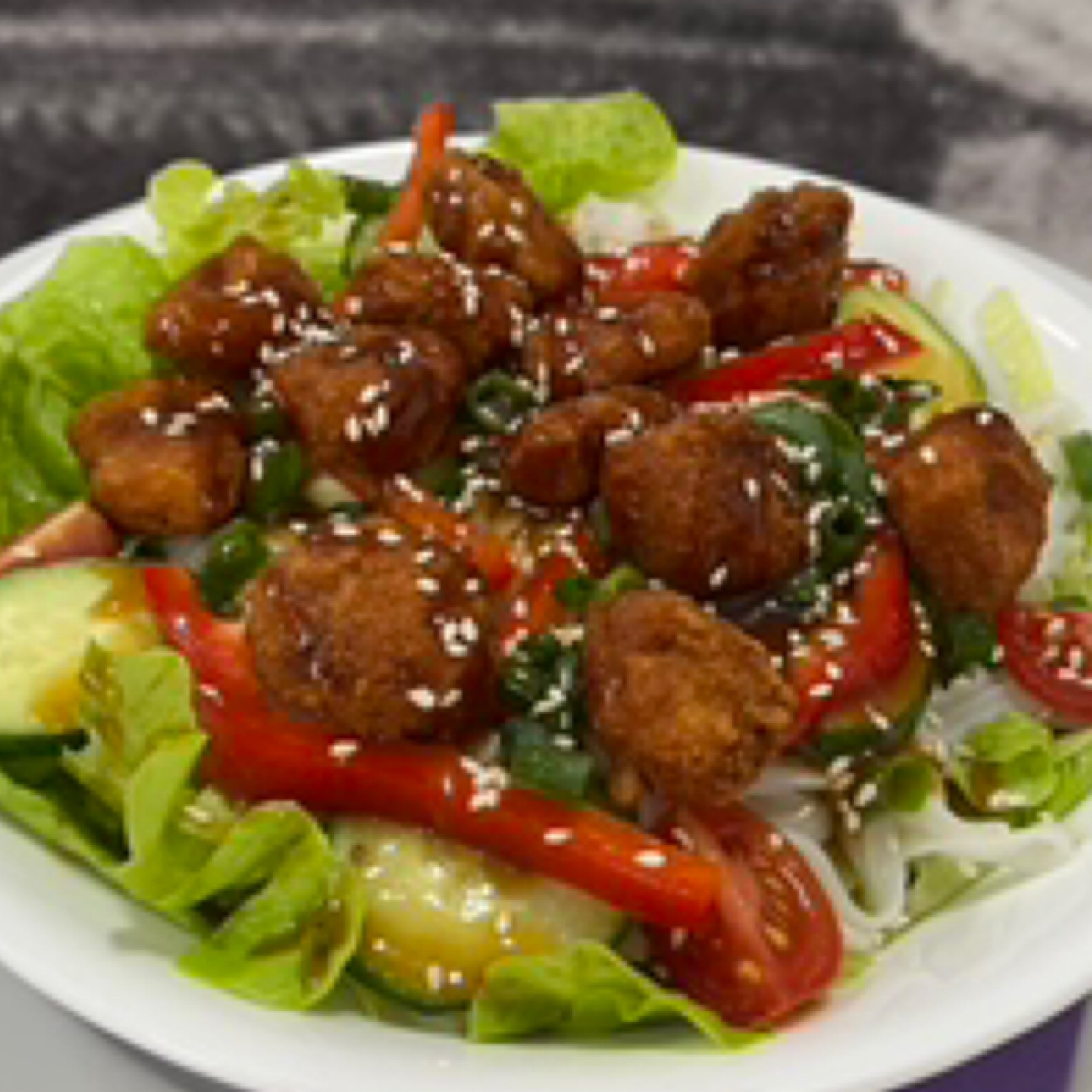 Special of the week - Asian popcorn chicken rice noodle salad | Isabels ...